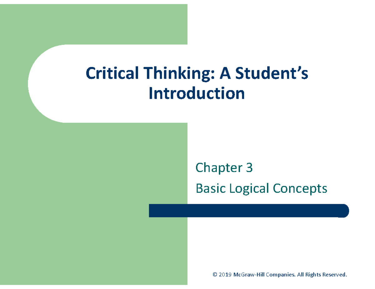 Critical Thinking: Chapter 3 Basic Logical Concepts (2026 Lecture ...
