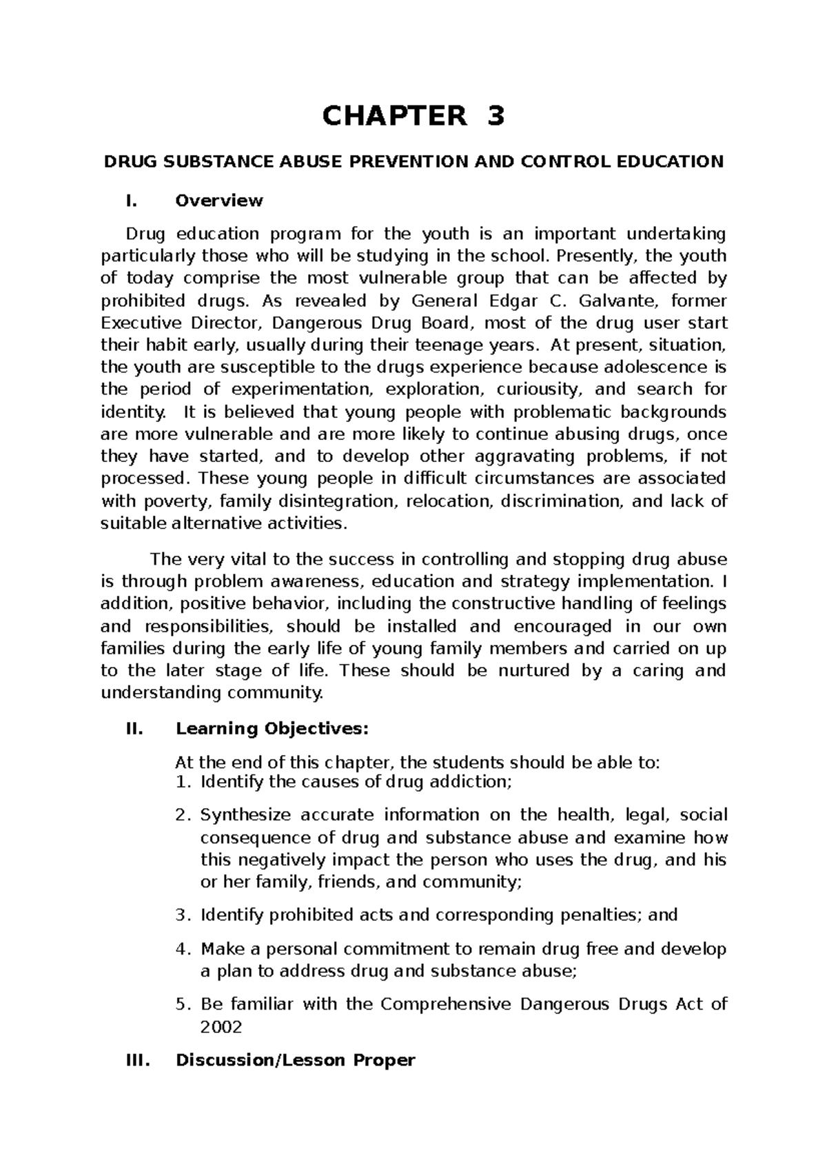 NSTP Module 1 - 1st Sem: Chapter 3 on Drug Abuse Prevention & Education ...