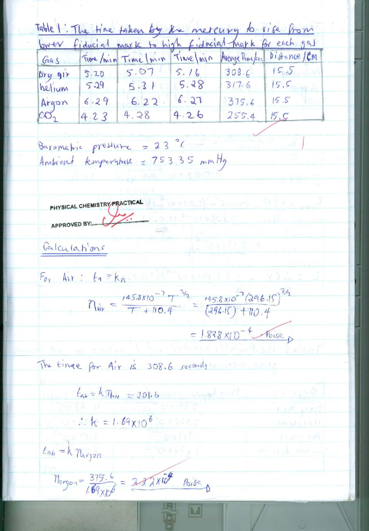 CHEM330 Practical 11: Viscosity Measurements of Gases - Studocu