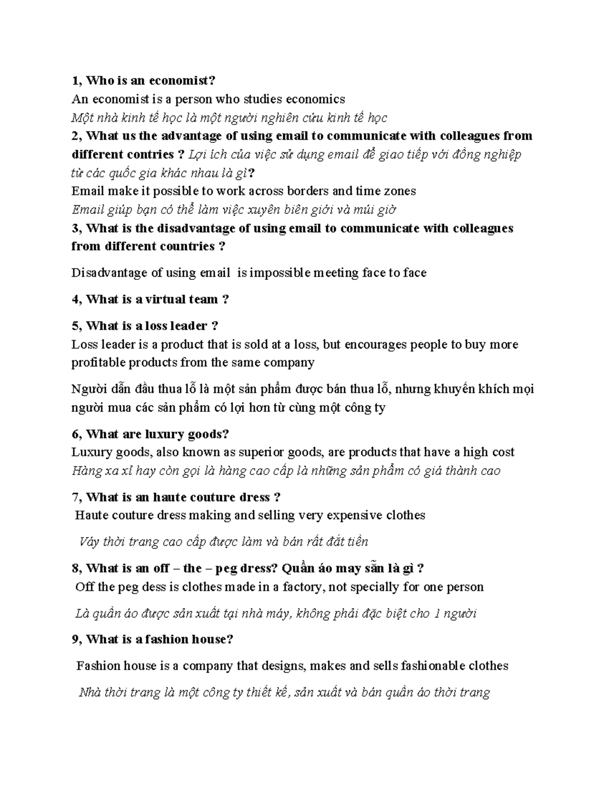 Economics Study Guide: Key Concepts and Definitions (Course Code: TACB2 ...