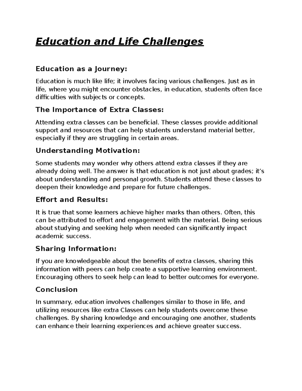Extra Classes Insights: Overcoming Educational Challenges - Studocu