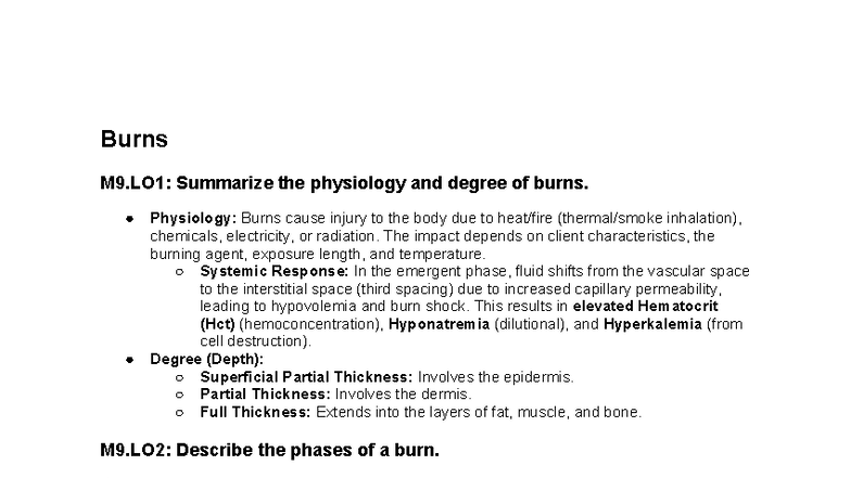 Burns M9: Comprehensive Study Guide on Burn Physiology and Management ...