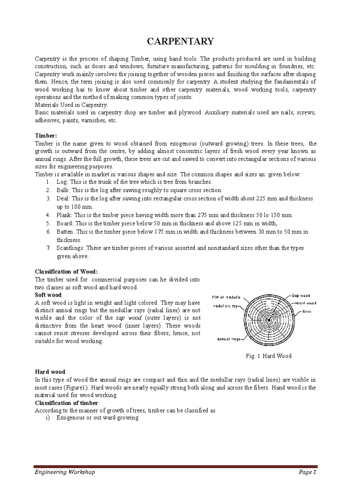 Unit 1 - Introduction to Carpentry Techniques and Materials - Studocu