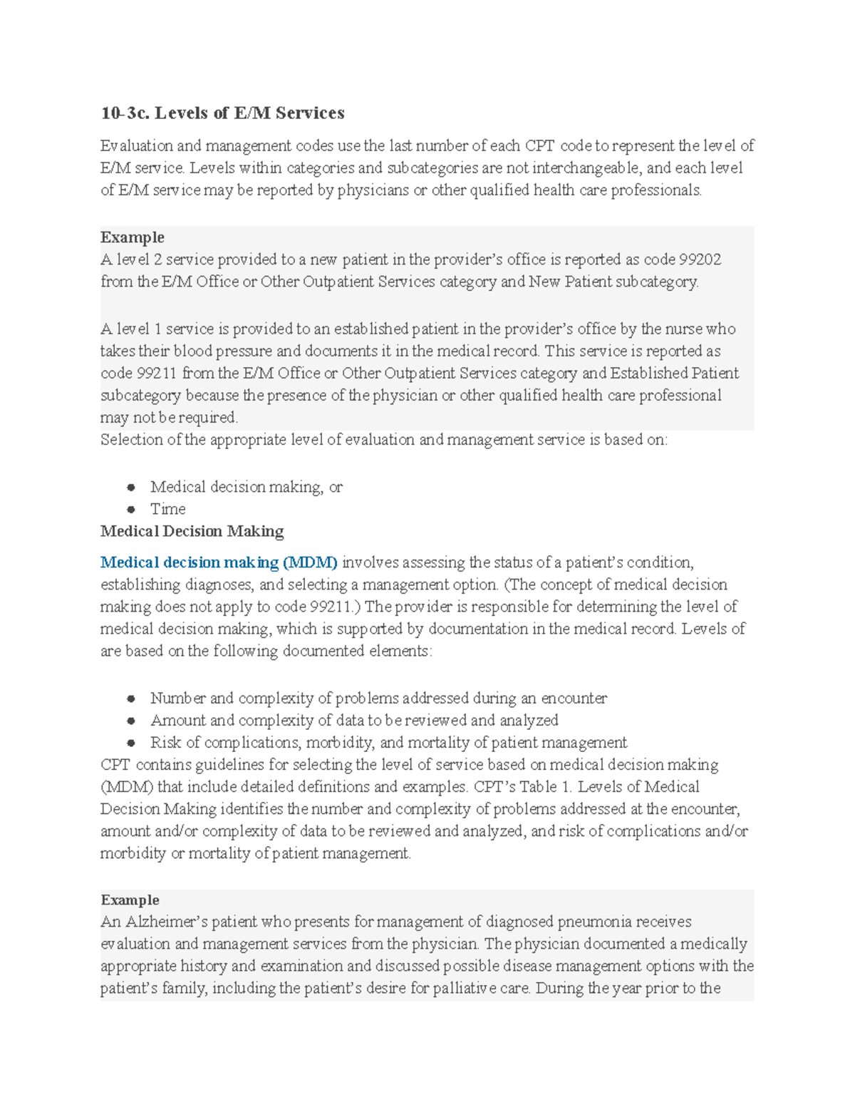 E/M Services Guidelines: Levels of Service & CPT Code Use - Studocu