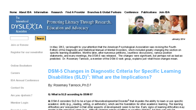 IDA DSM-5 Changes: Implications for Specific Learning Disabilities ...
