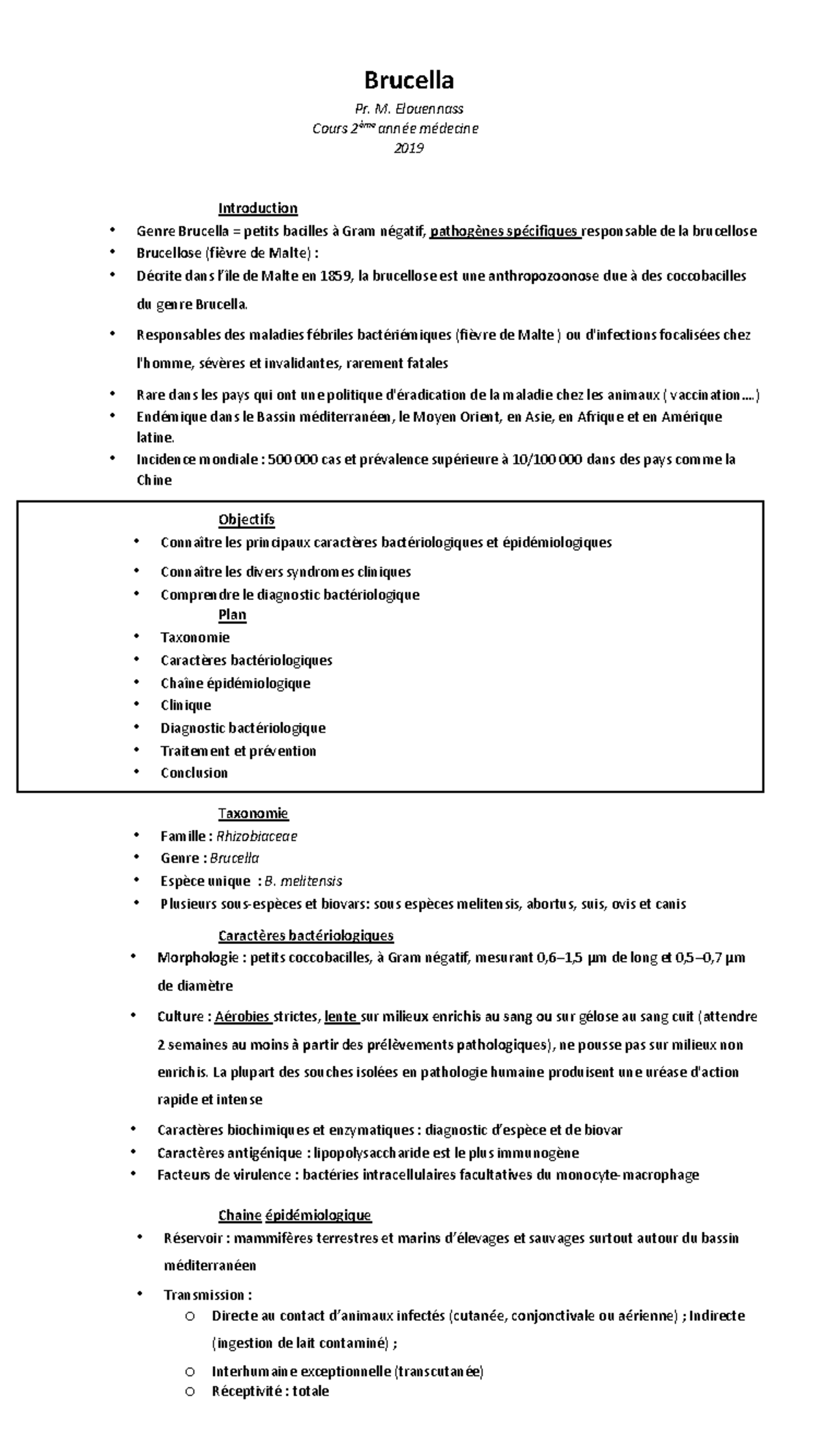 Brucella: Études et Caractéristiques Cliniques en Médecine 2ème Année - Studocu