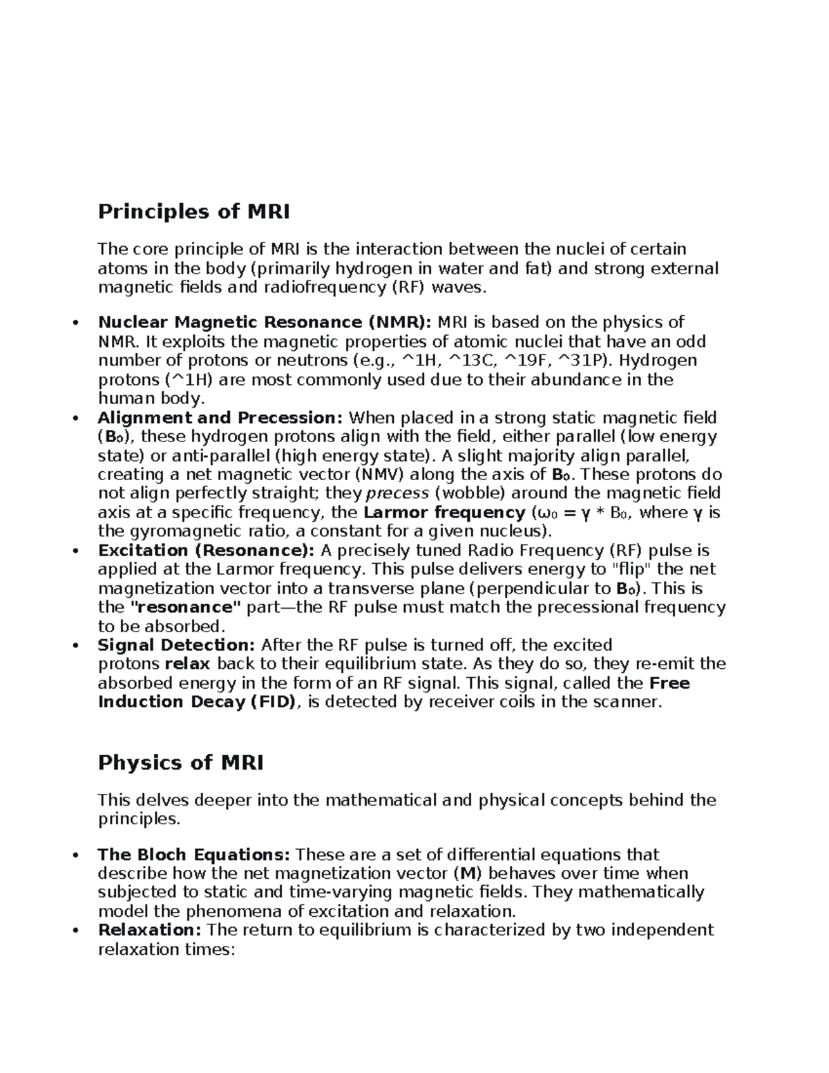 MRI P4 - Biomedical Engineering Revision Notes: Principles and ...