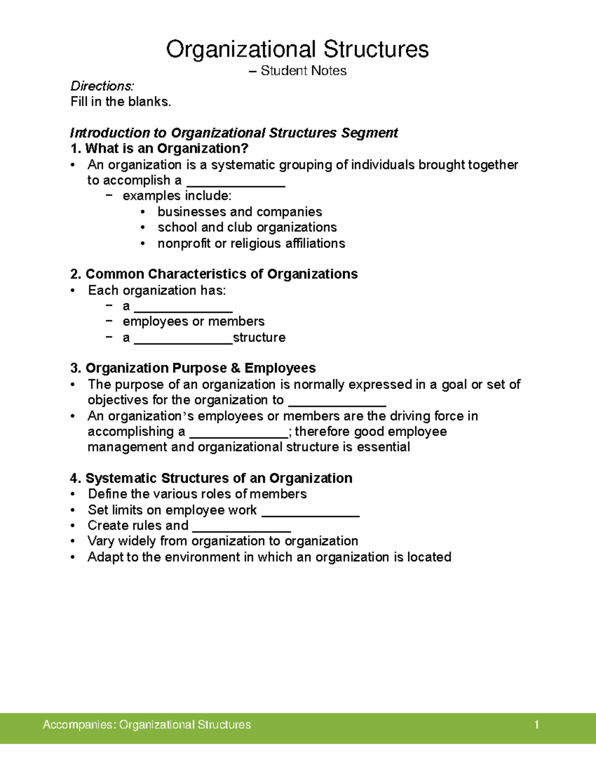 Organizational Structures (Course Code: OS-101) - Student Notes - Studocu