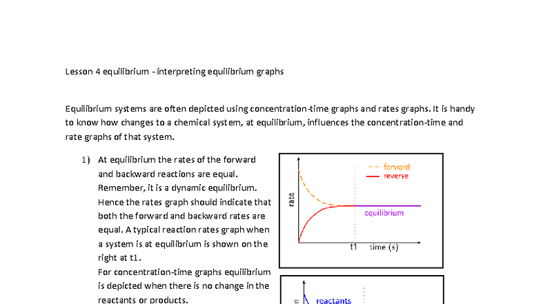 Lesson 4: Interpreting Equilibrium Graphs in Chemical Systems - Studocu