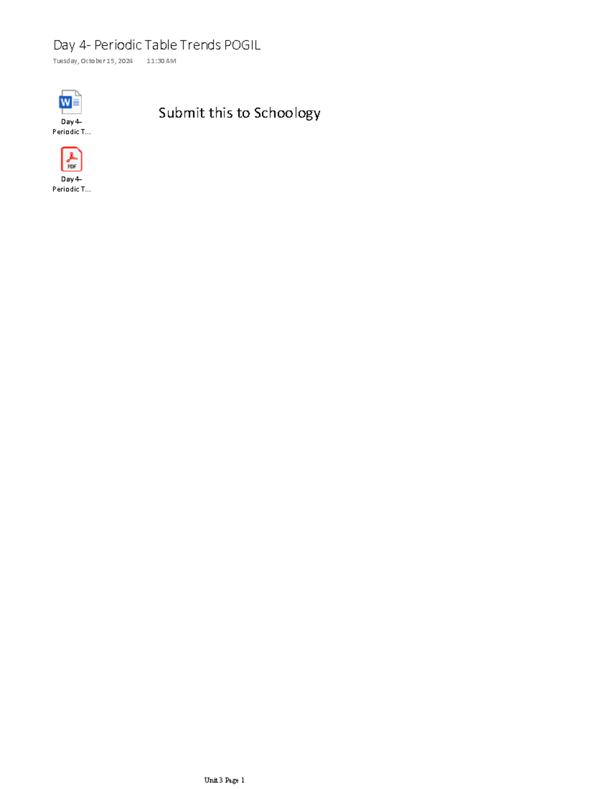 Periodic Table Trends POGIL - Unit 3 Overview - Studocu