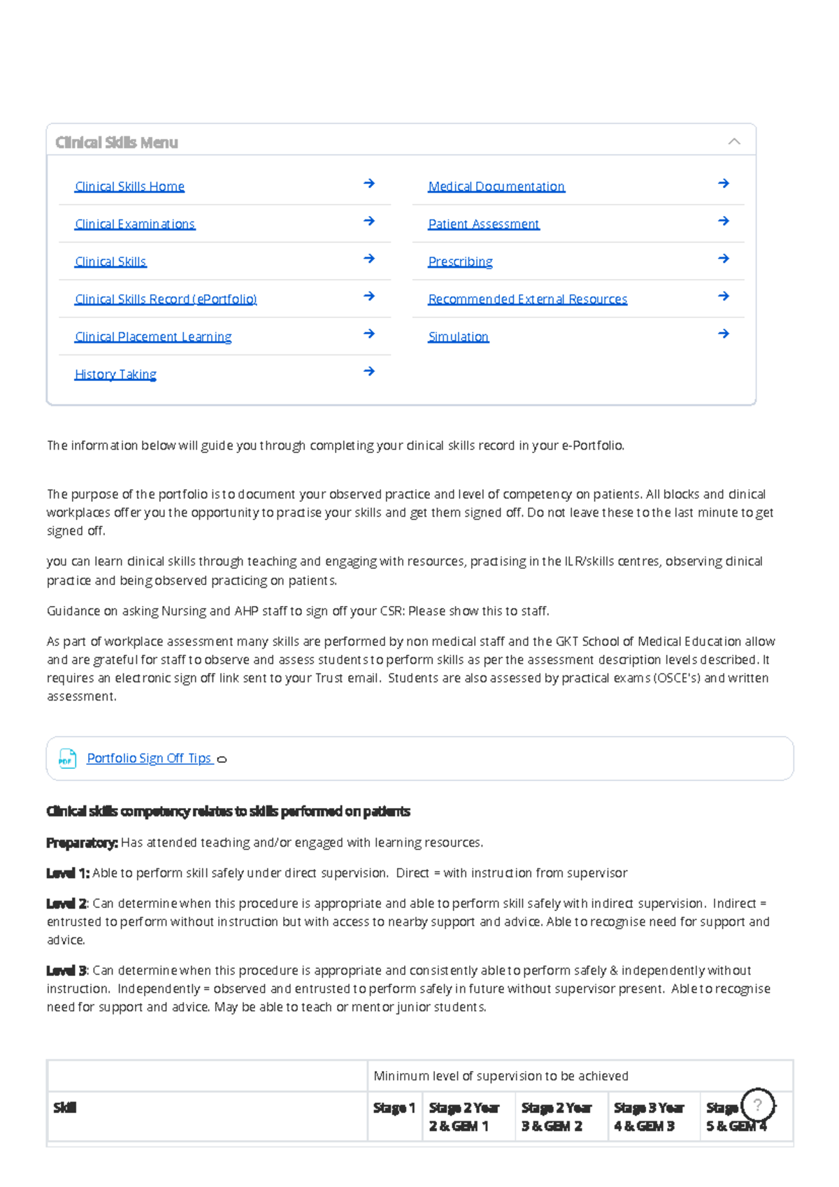 Clinical Skills Record Sign-Offs for GEM 1-4 Students - Studocu