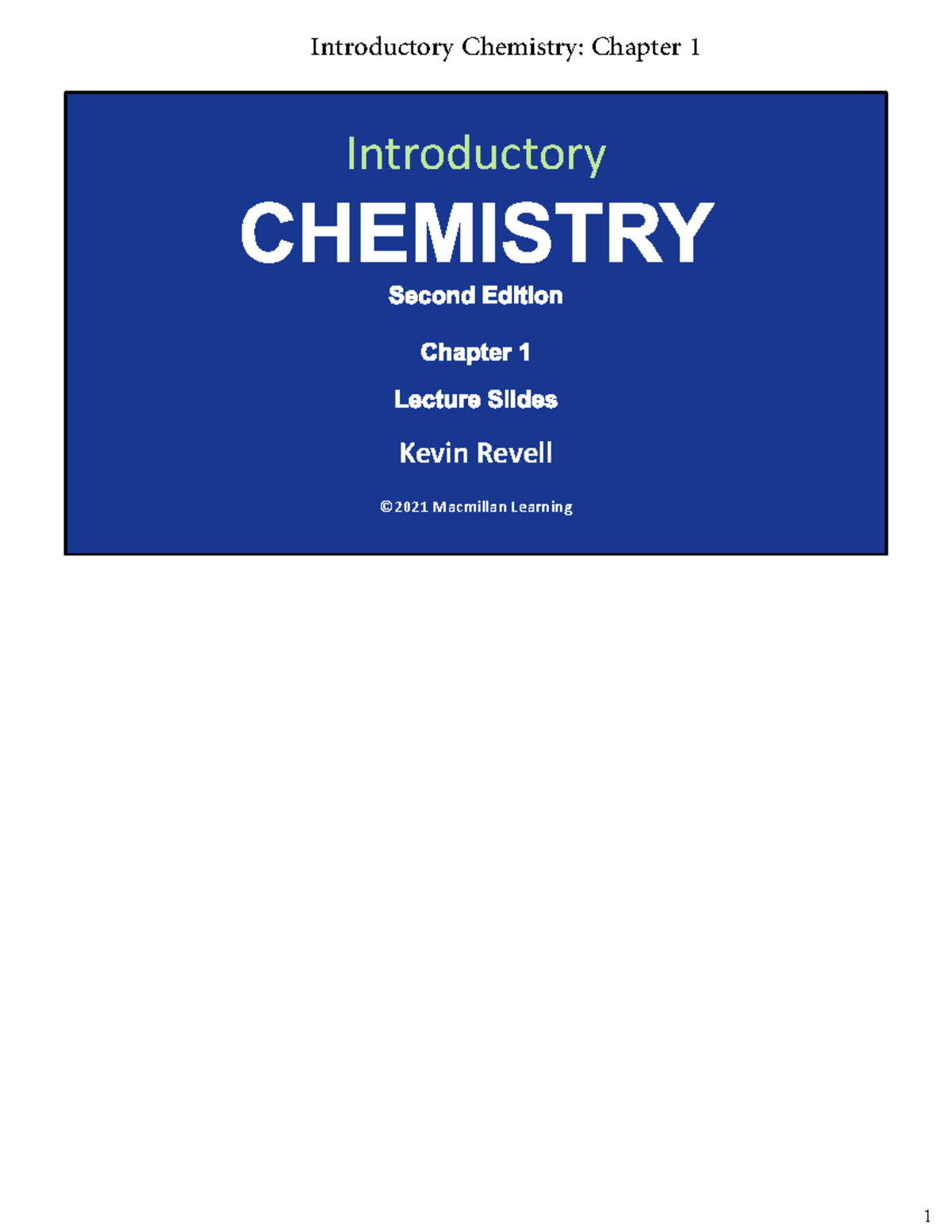 Introductory Chemistry: Chapter 1 Lecture Slides - Studocu
