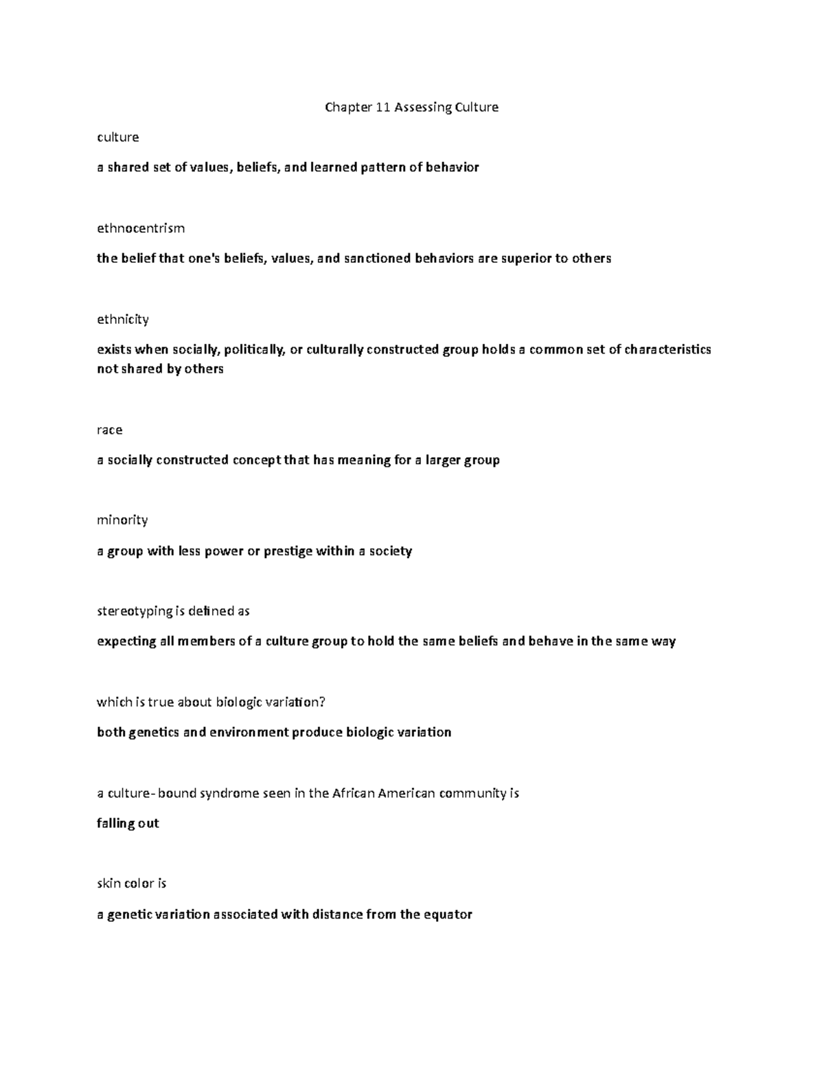 Chapter 11 Assessing Culture - Chapter 11 Assessing Culture culture a ...