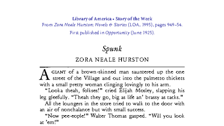 Spunk: A Tale of Love, Conflict, and Fate (ENGL 101) - Studocu