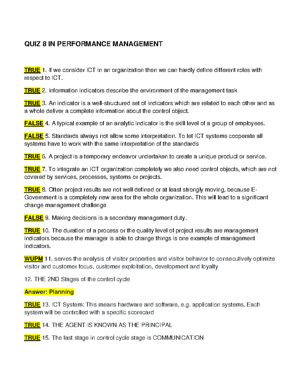 QUIZ 8: Performance Management Overview and Key Concepts - Studocu
