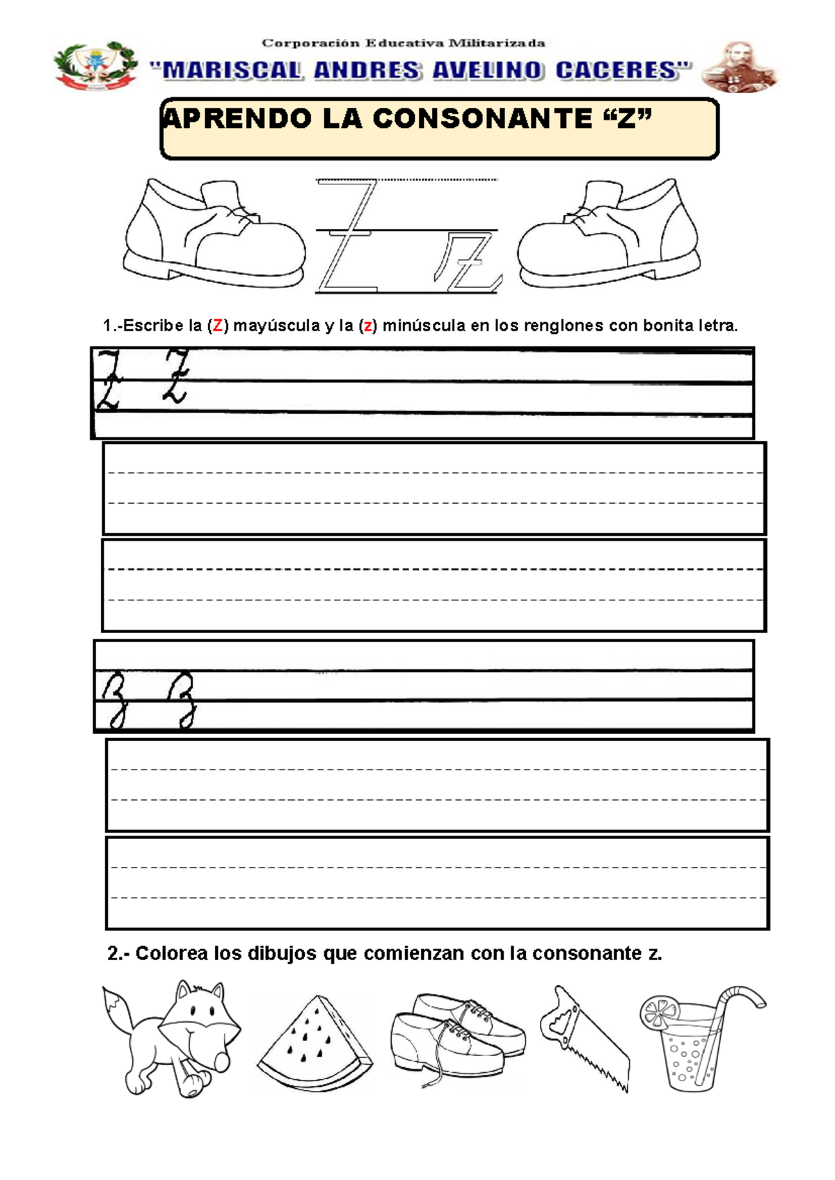 Ficha DE LA Z - Lenguaje y Comunicación II - APRENDO LA CONSONANTE “Z ...