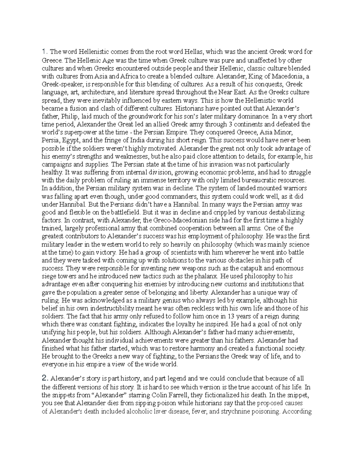 HIST 201: Discussion 4 - The Hellenistic Influence of Alexander the ...