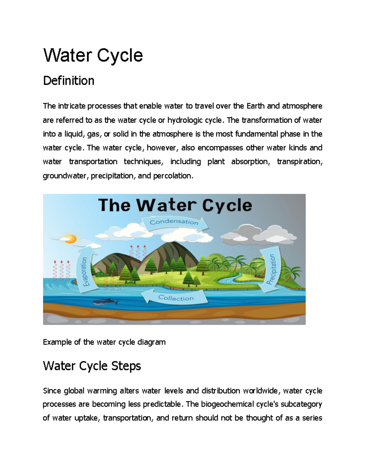 Water Cycle Collection Definition