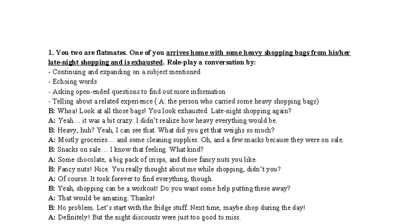 Conversational Practice: Shopping & Travel Experiences - Studocu