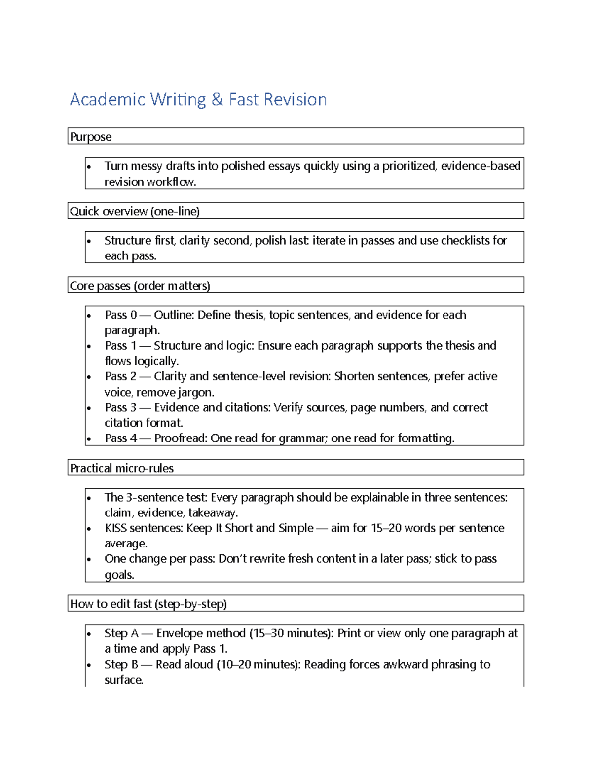 Academic Writing: Fast Revision Techniques for Polished Essays - Studocu