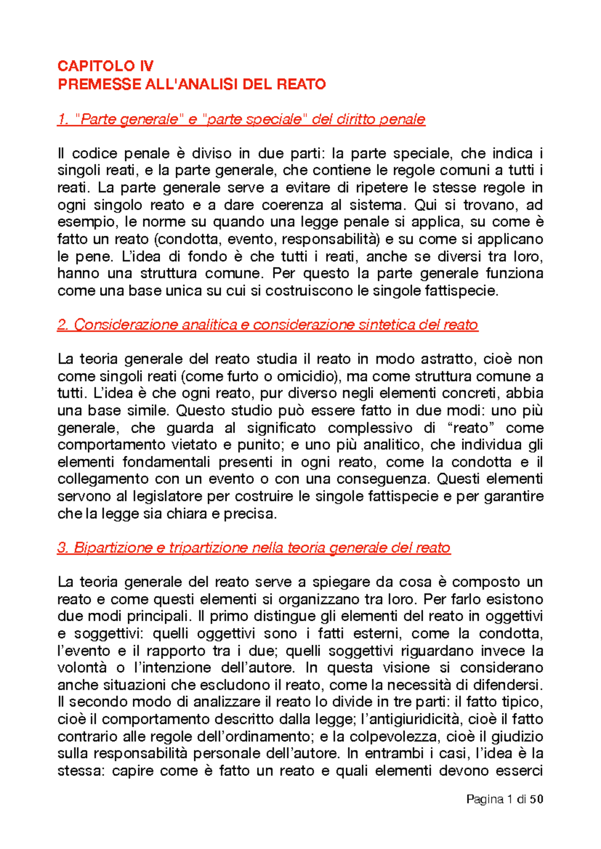 CAPITOLO IV: PREMESSE DEL REATO E TEORIA GENERALE DEL DIRITTO PENALE ...