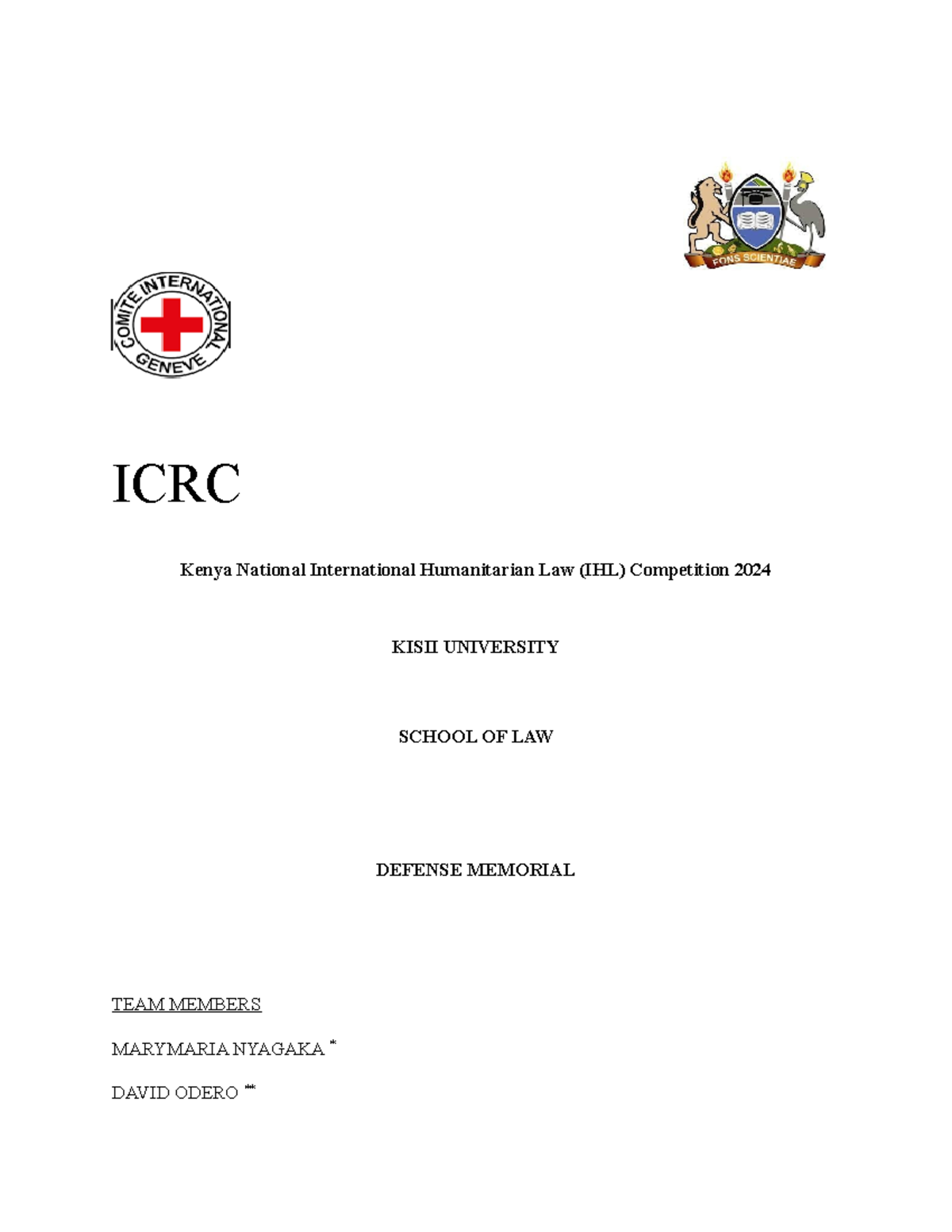 IHL Competition 2024 Kisii University Defense Memorial - ICRC Kenya ...