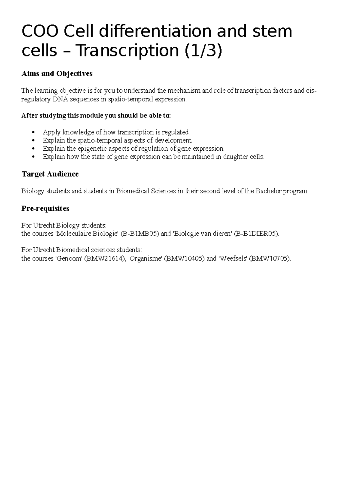 COO Cell Differentiation & Stem Cells: Chapter 8 Study Notes - Studeersnel