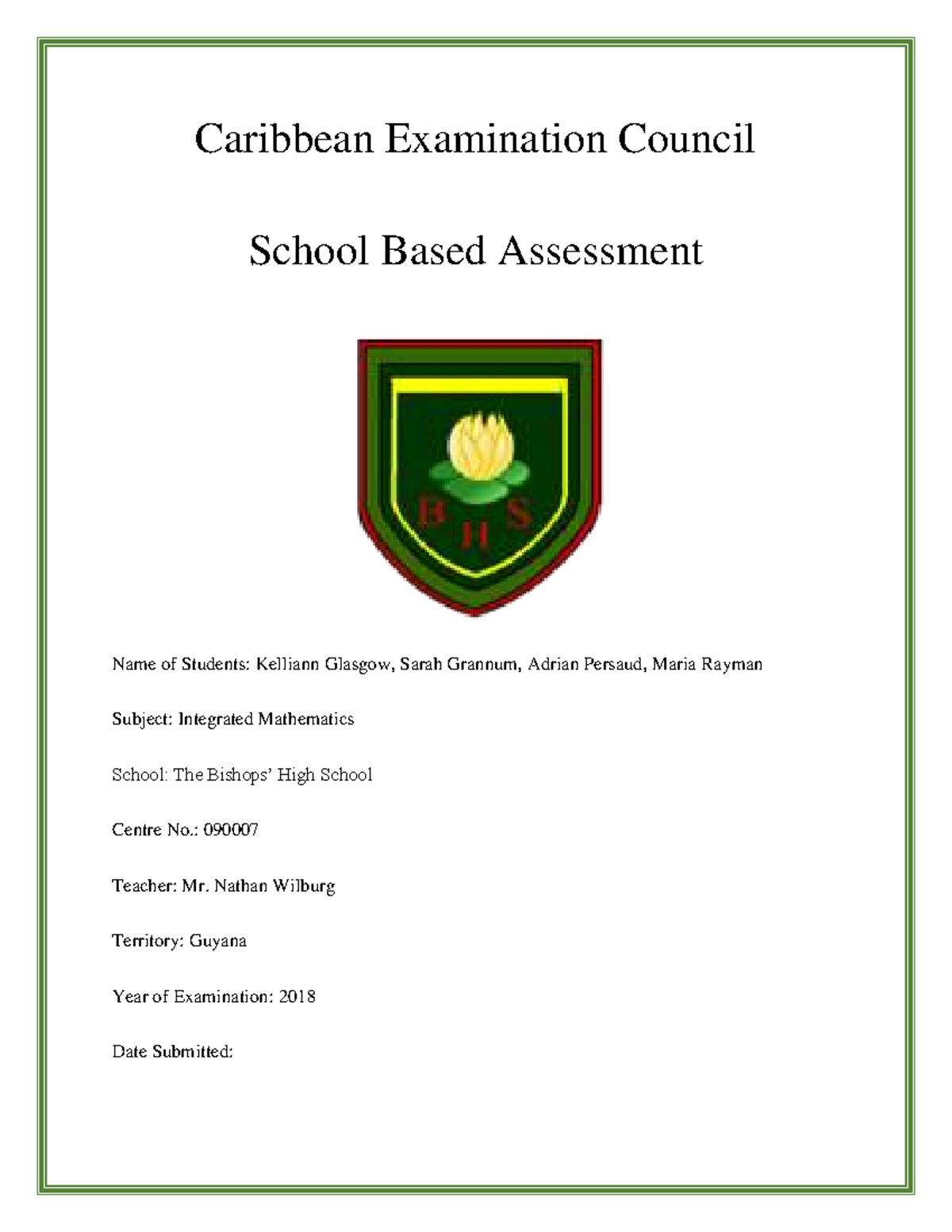 Integrated Mathematics SBA: Impact of Extracurricular Activities on ...