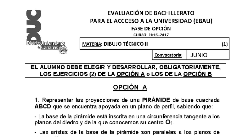 EBAU Dibujo Técnico II - Ejercicio de Proyecciones (Junio 2017) - Studocu