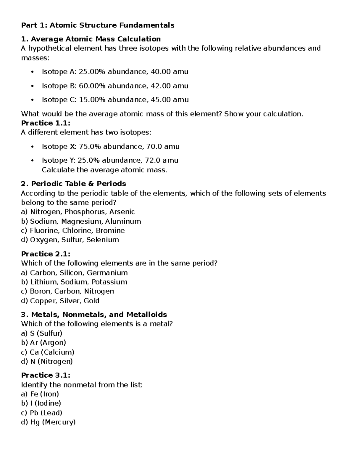 Unit 2 Test Review: Atomic Structure & Nuclear Chemistry - Studocu
