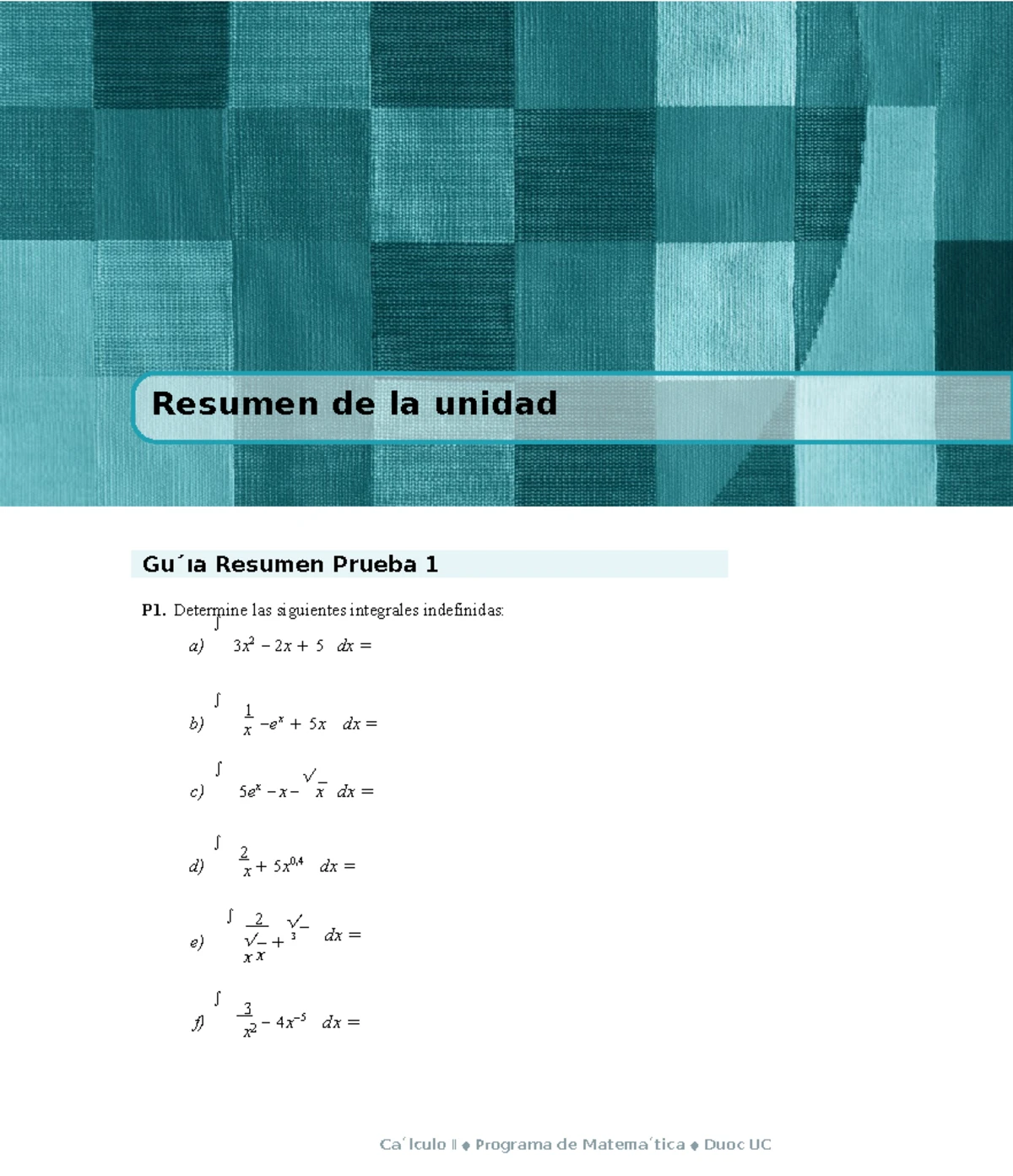 Guía 5 Cálculo I: Aplicación de Derivadas y Optimización de Valores ...