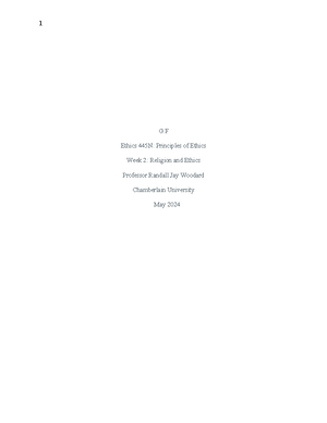 Personal Moral Theory (Week 8) - G Ethics 445N: Principles of Ethics ...