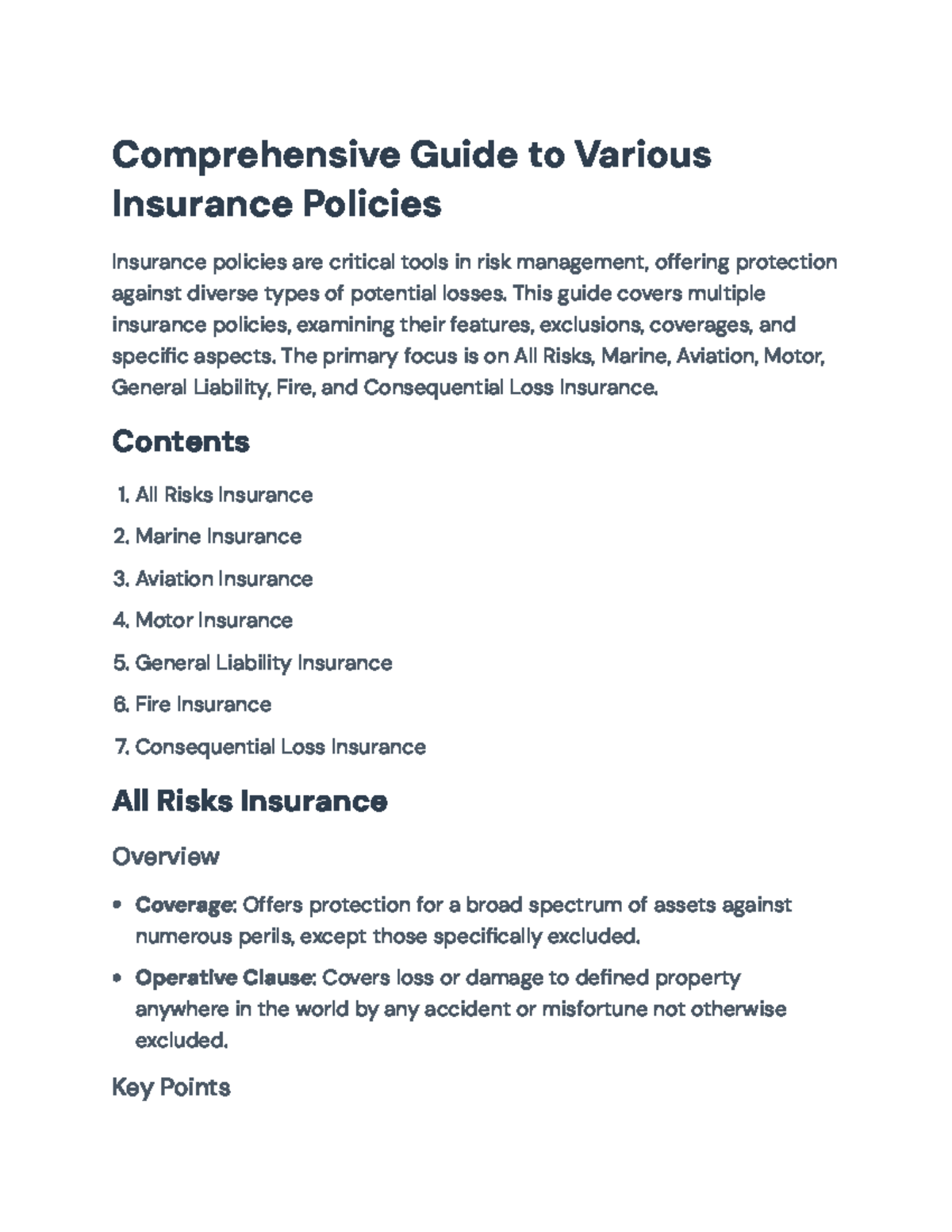 Comprehensive Guide to Insurance Policies: Types and Features ...