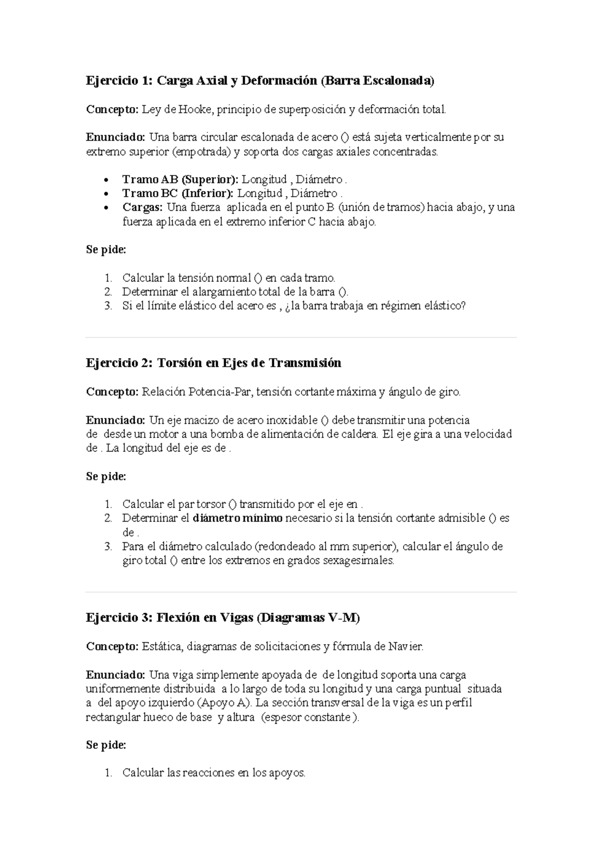 Ejercicios de Examen: Carga Axial, Torsión y Flexión (MEC 101) - Studocu