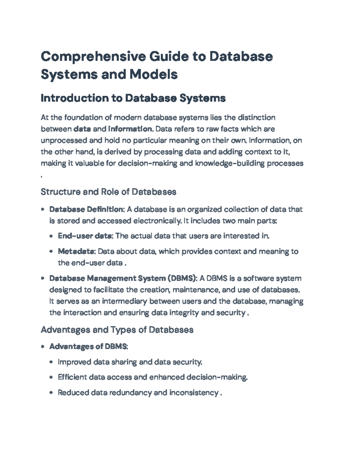 Comprehensive Overview of Database Systems and Models - Comprehensive ...