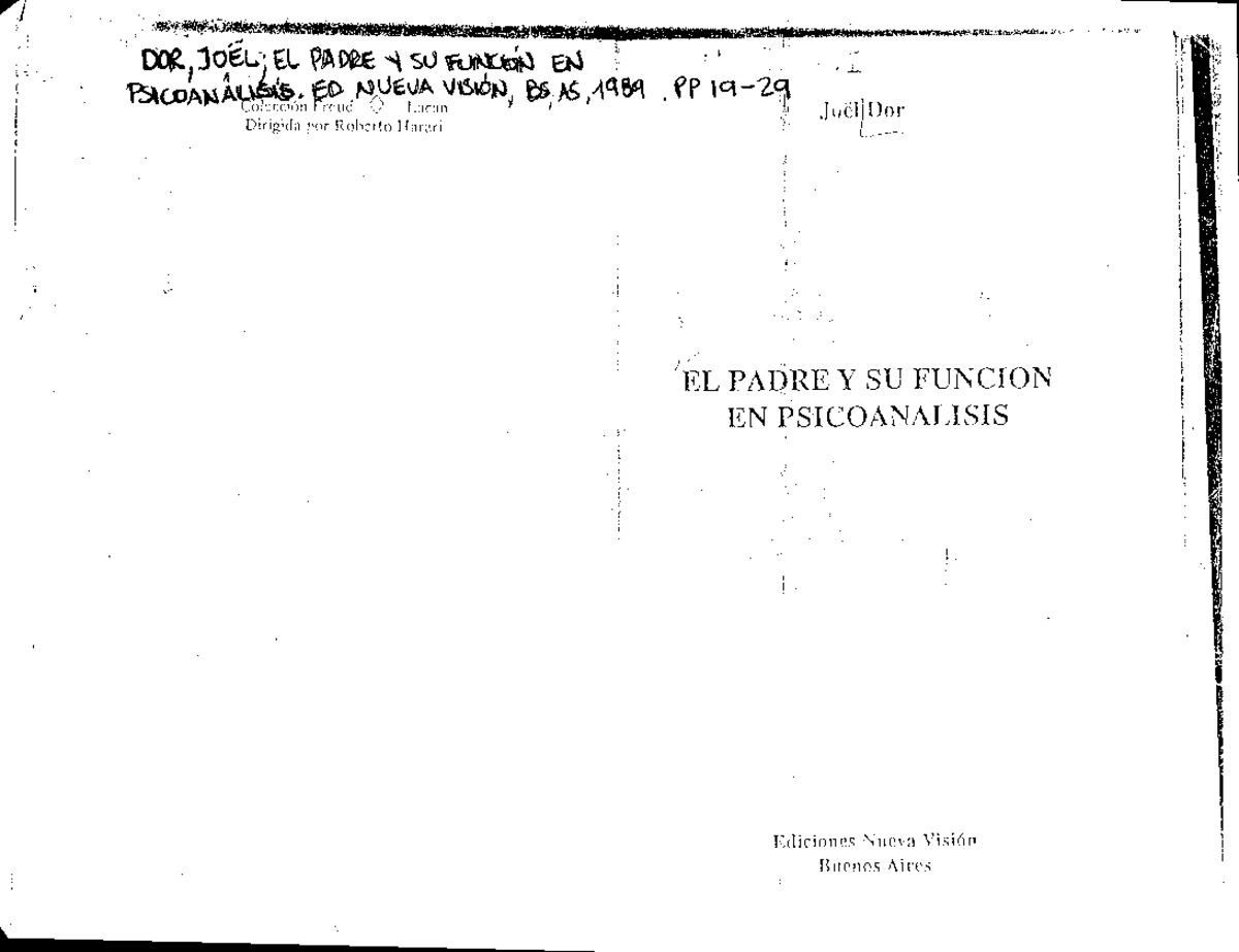 DOR JOEL - La Función del Padre en el Psicoanálisis: Análisis Crítico ...