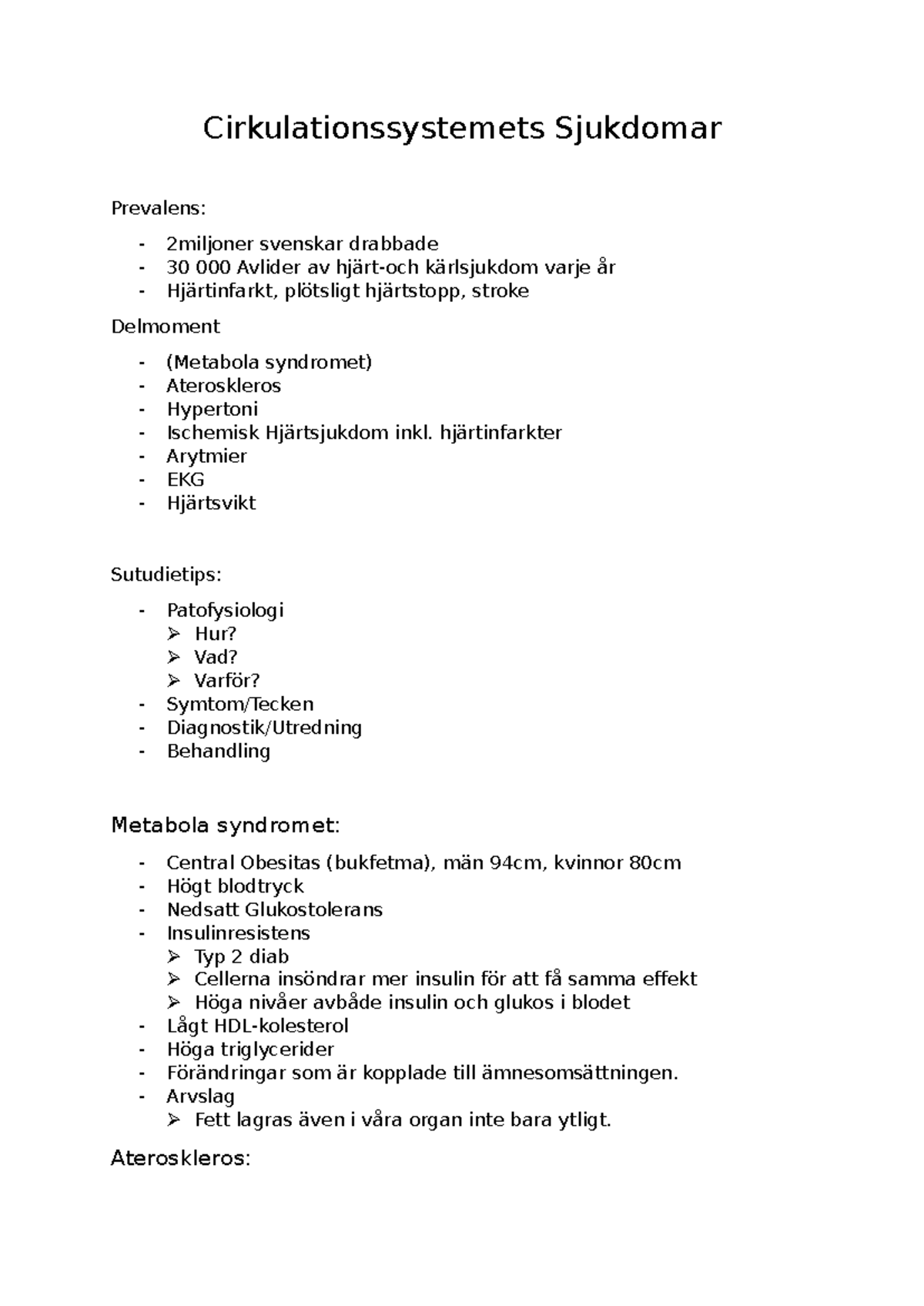 Cirkulationssystemets Sjukdomar - Cirkulationssystemets Sjukdomar ...