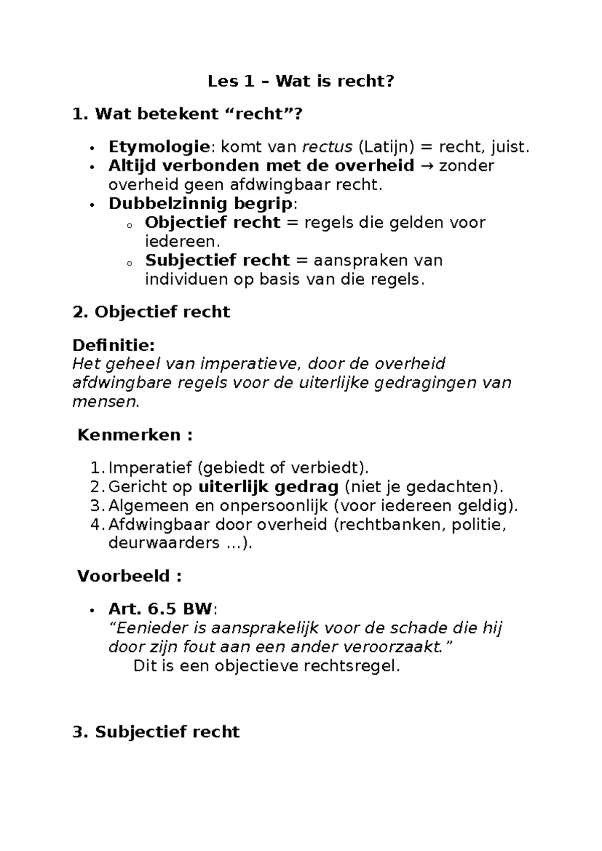 Inleiding tot het Recht: Objectief en Subjectief Recht & Verplichtingen ...