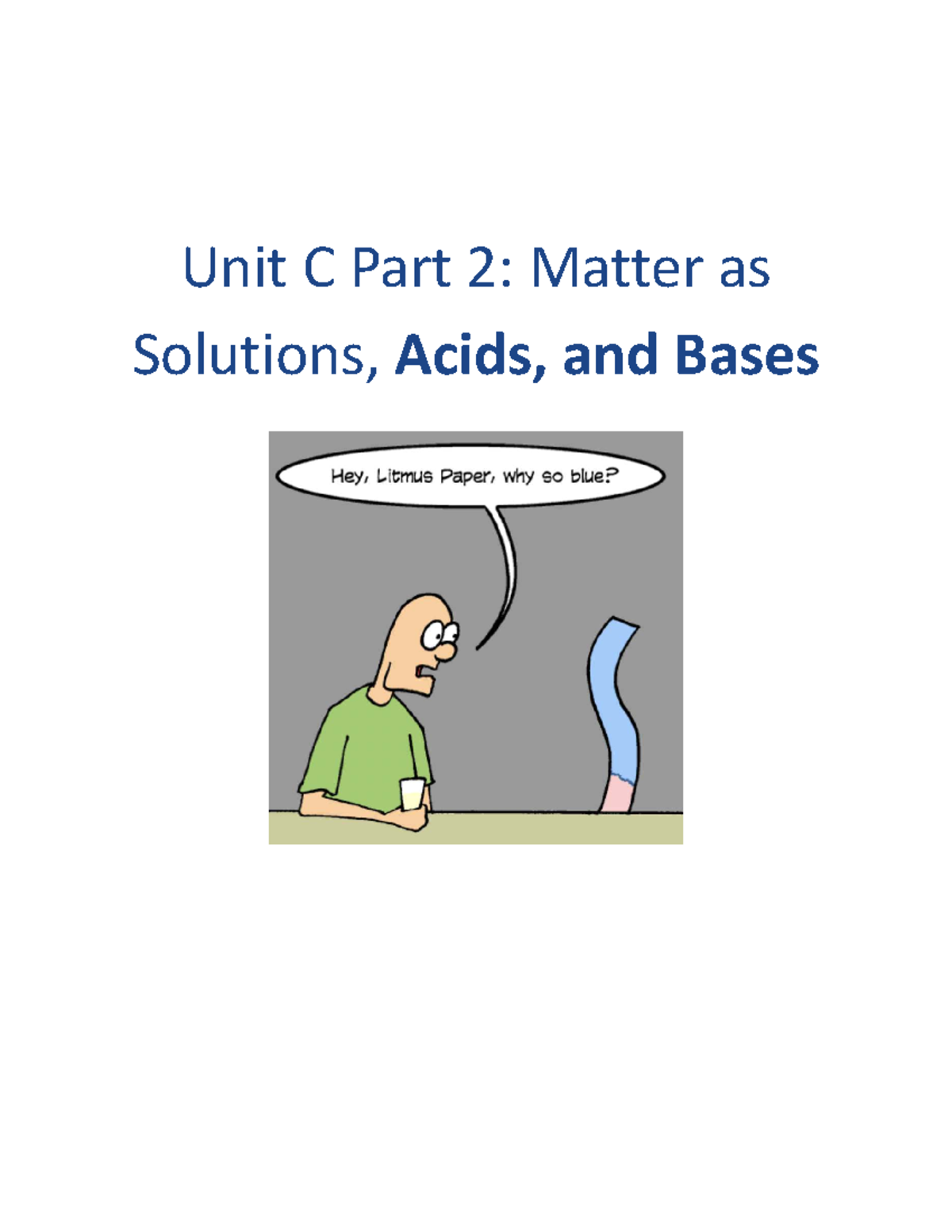Chemistry 20 - Unit C Part 2: Acids and Bases Notes & Practice - Studocu