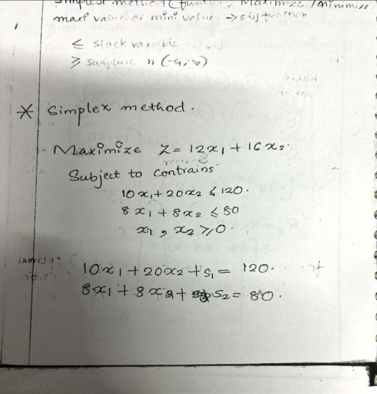Optimization Techniques: Simplex Method for Max/Min Problems (Course ...