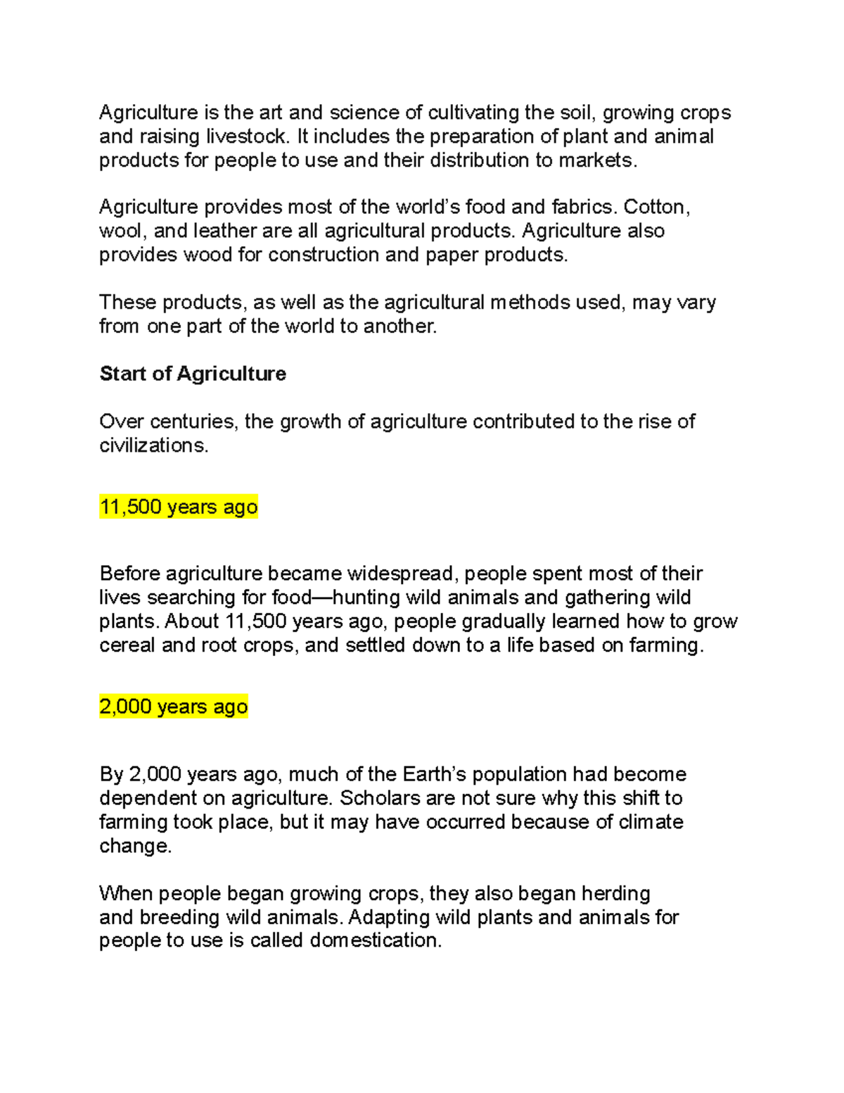 Agriculture - Lecture - Agriculture is the art and science of ...