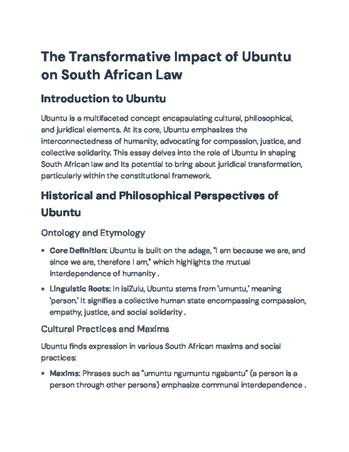 Exploring the Transformative Role of Ubuntu in South African Law - The ...