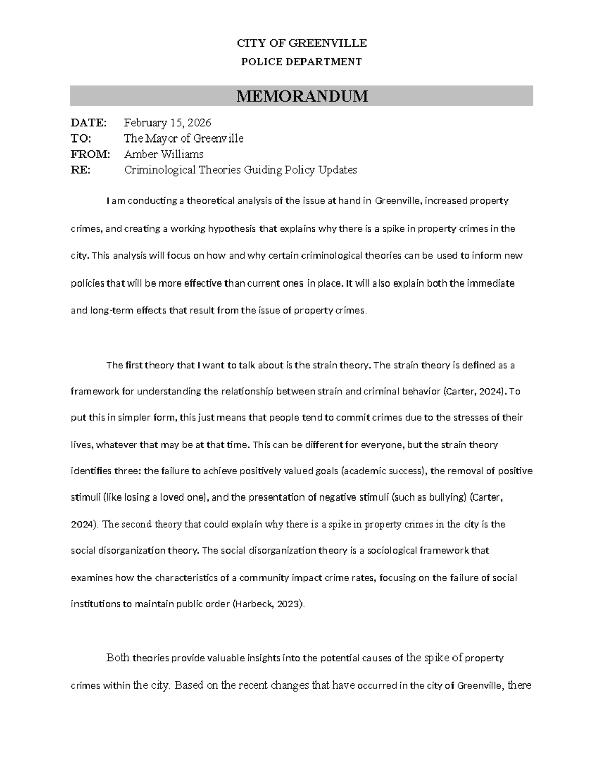 CJ 306 Mod 6 Project Two: Criminological Theories on Property Crimes ...