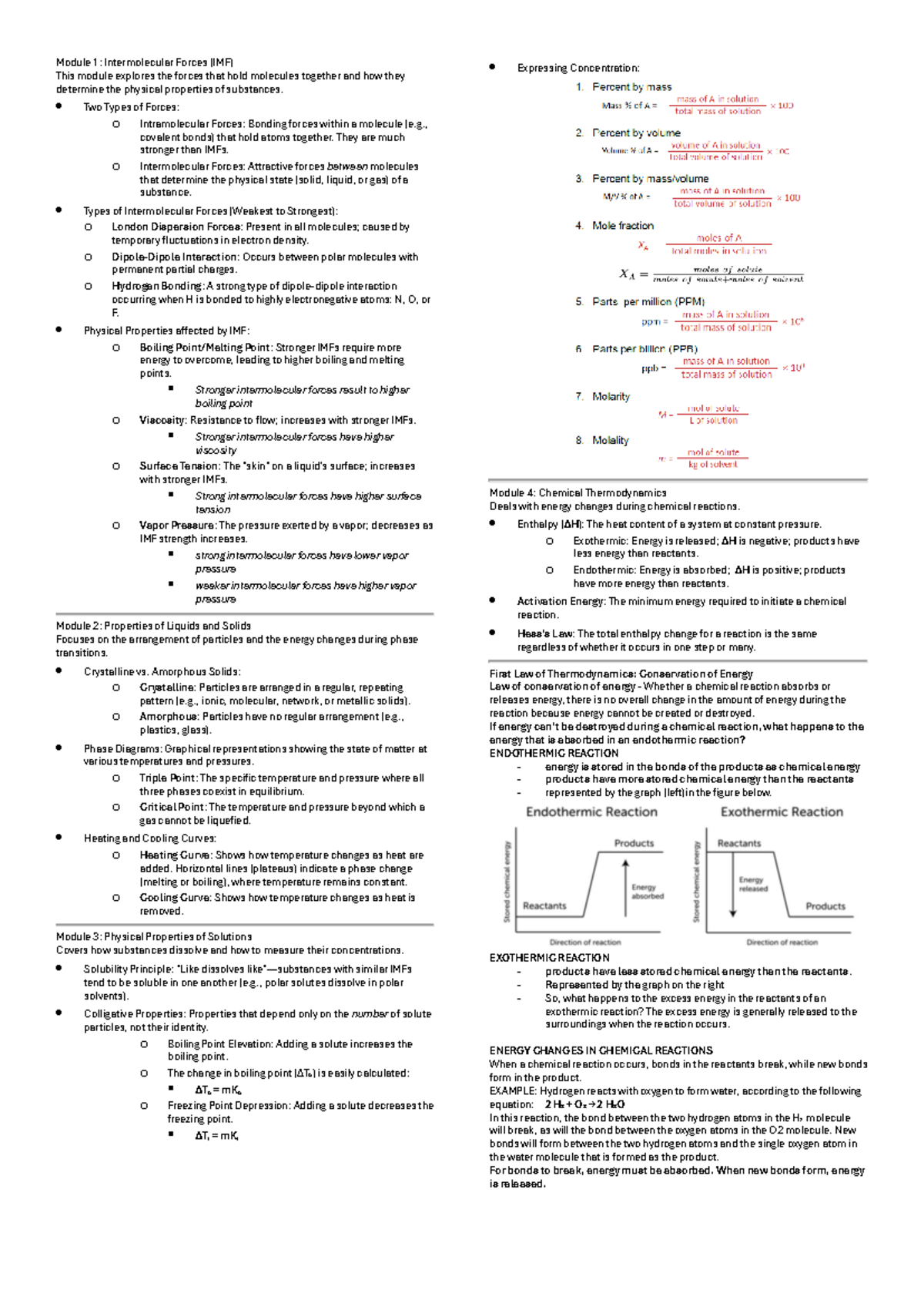 Genchem-II: Intermolecular Forces & Thermodynamics Reviewer - Studocu