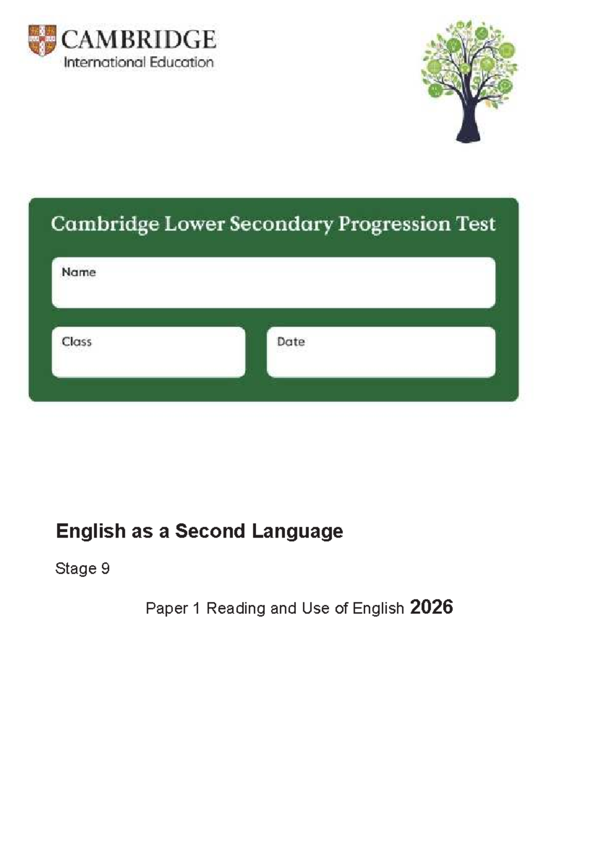 ESL Stage 9 Paper 1: Reading & Use of English Exam 2026 - Studocu