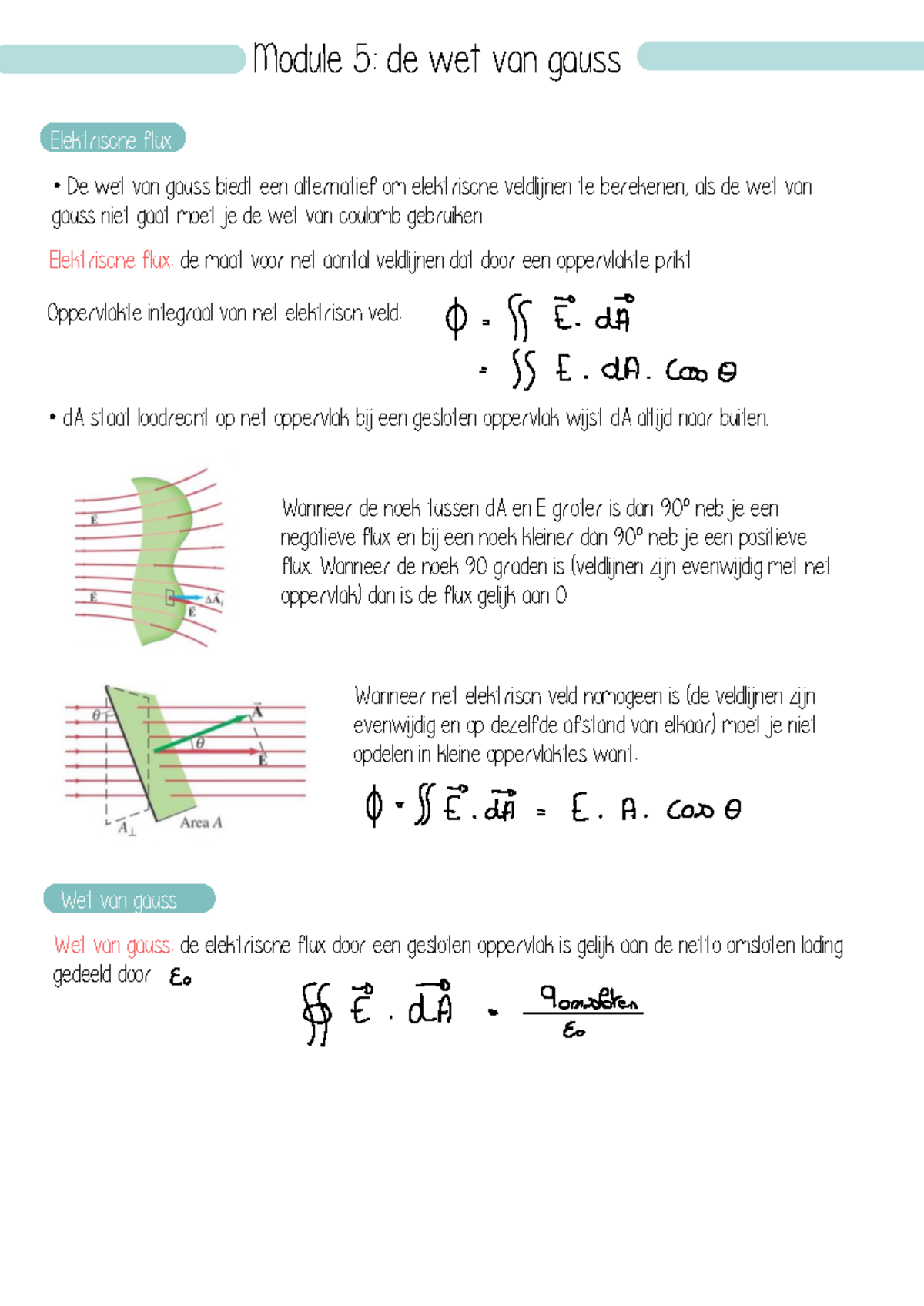 Samenvatting 5- De Wet Van Gauss - Module 5: de wet van gauss ...