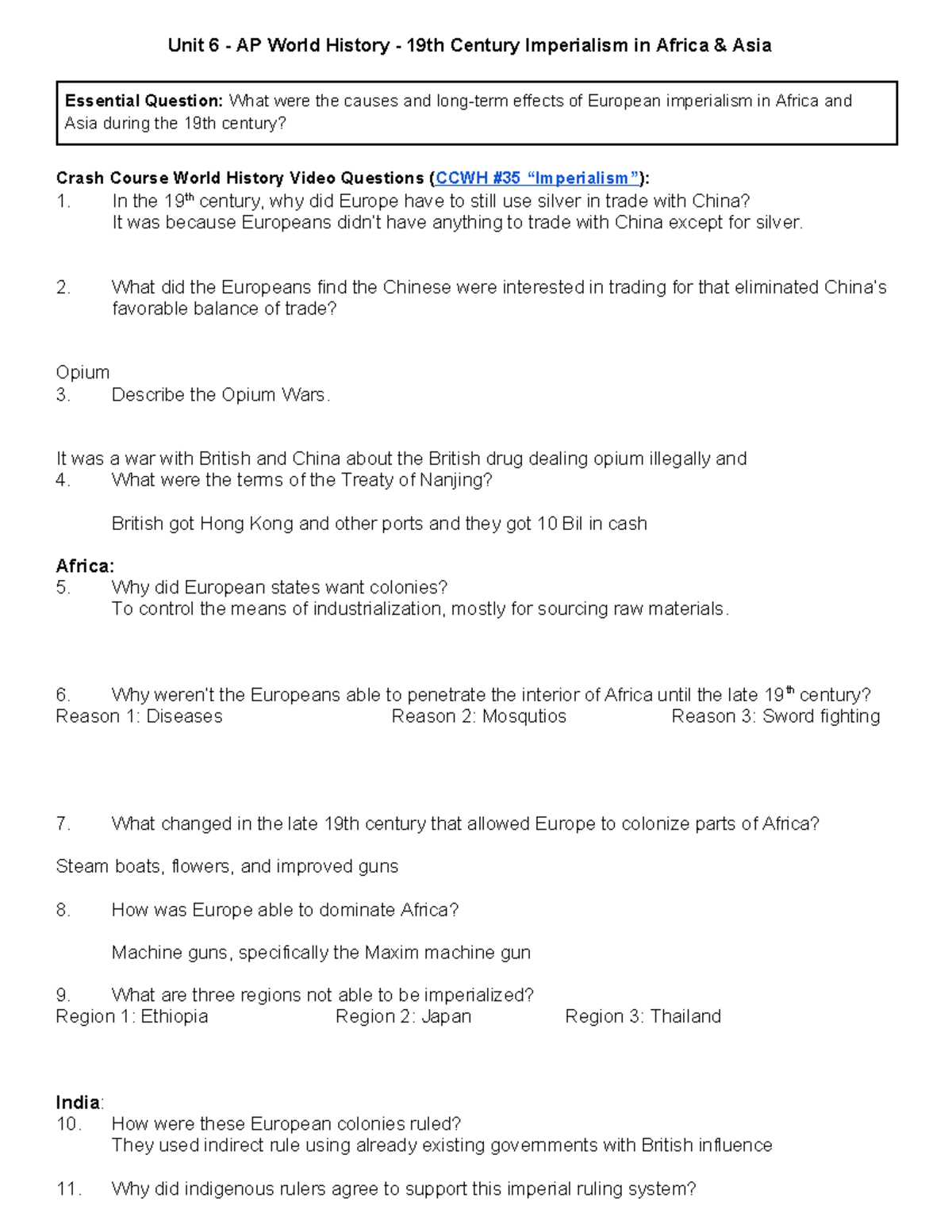 Unit 6 - AP World History: 19th Century Imperialism Insights - Studocu