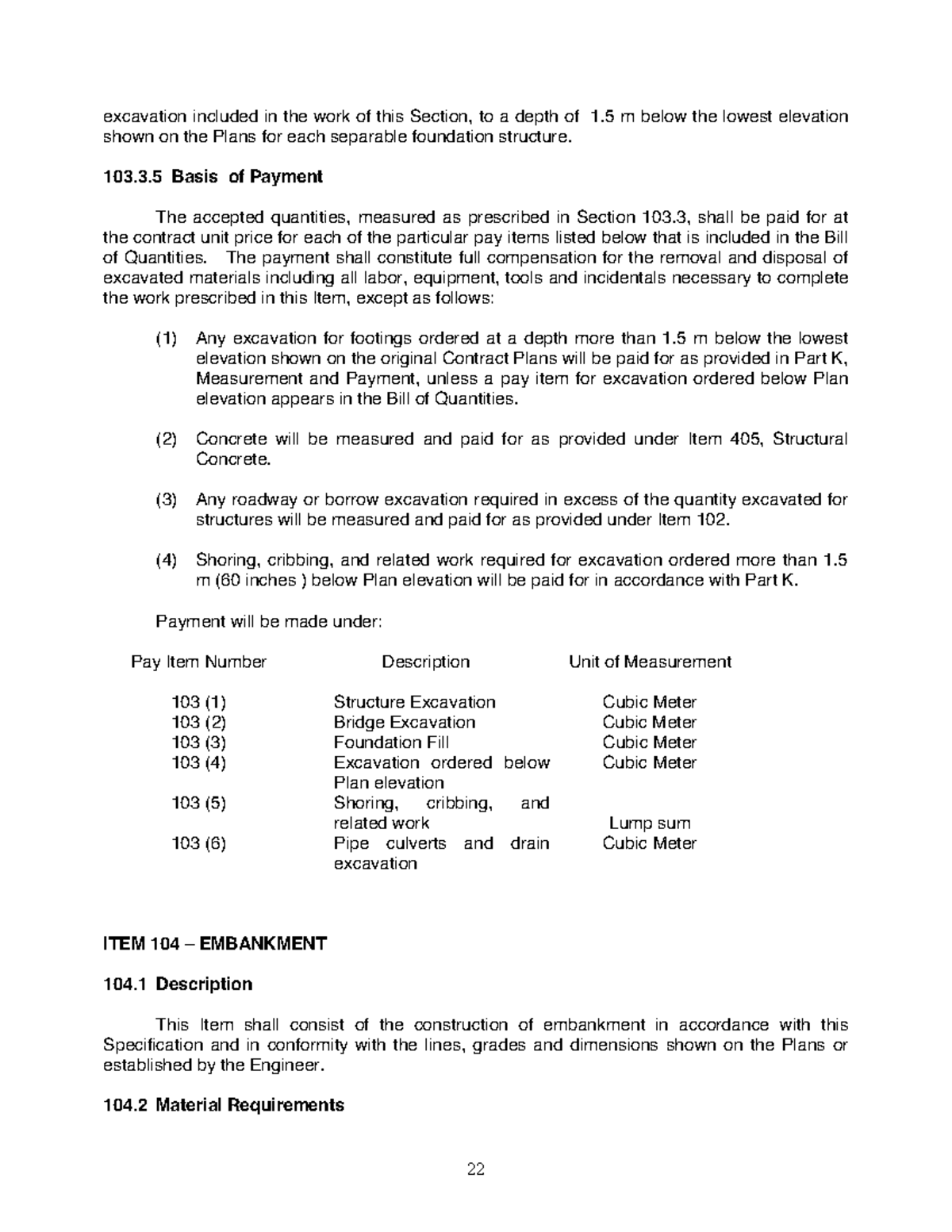Item 104 - DPWH Blue Book: Excavation & Embankment Guidelines - Studocu