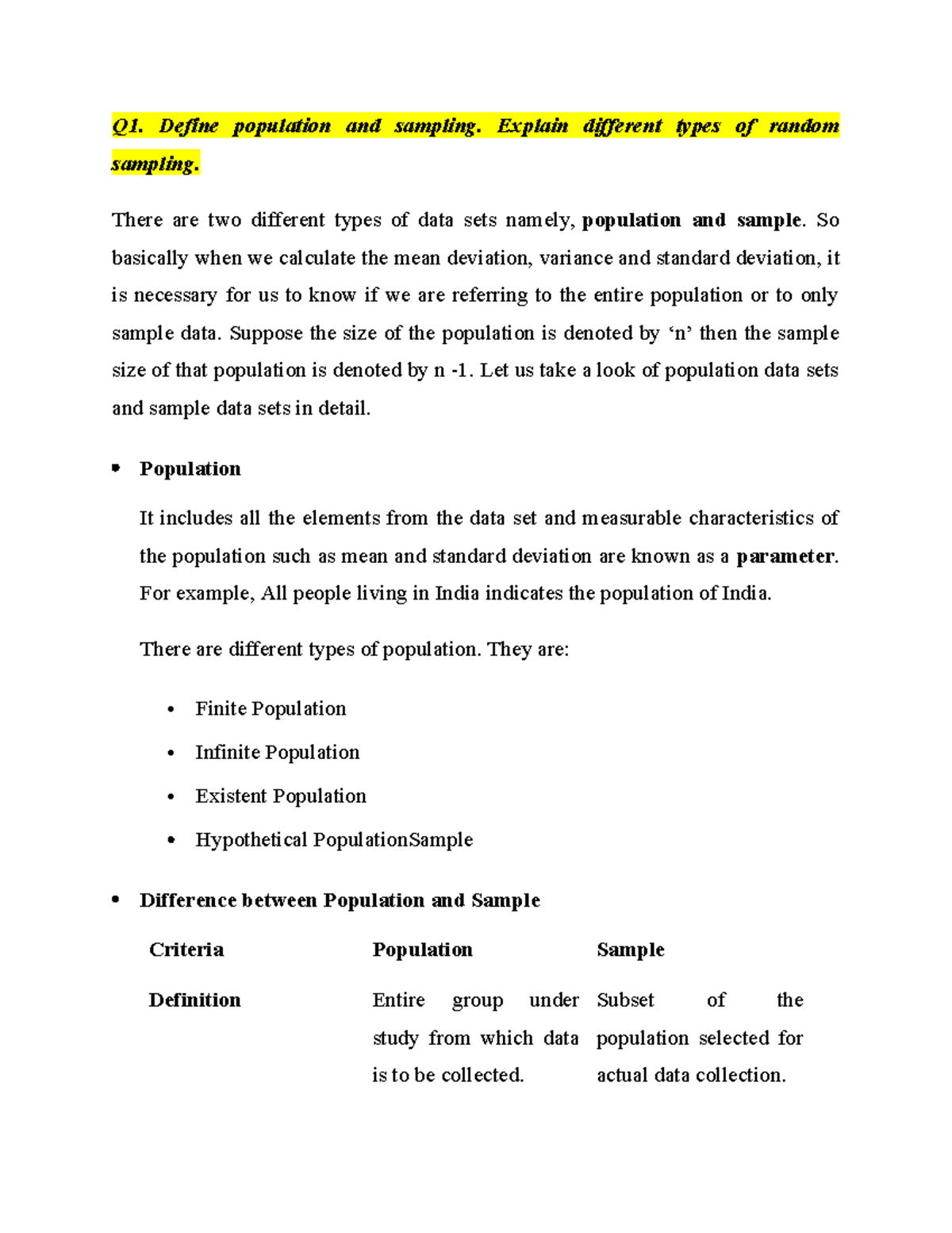Q1. Understanding Population, Sampling, and Research Tools in Education ...