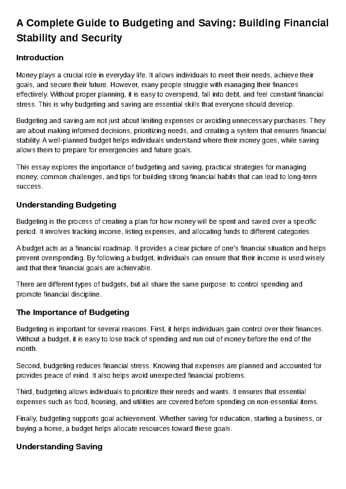 Budgeting and Saving Strategies: A Comprehensive Guide - Studocu